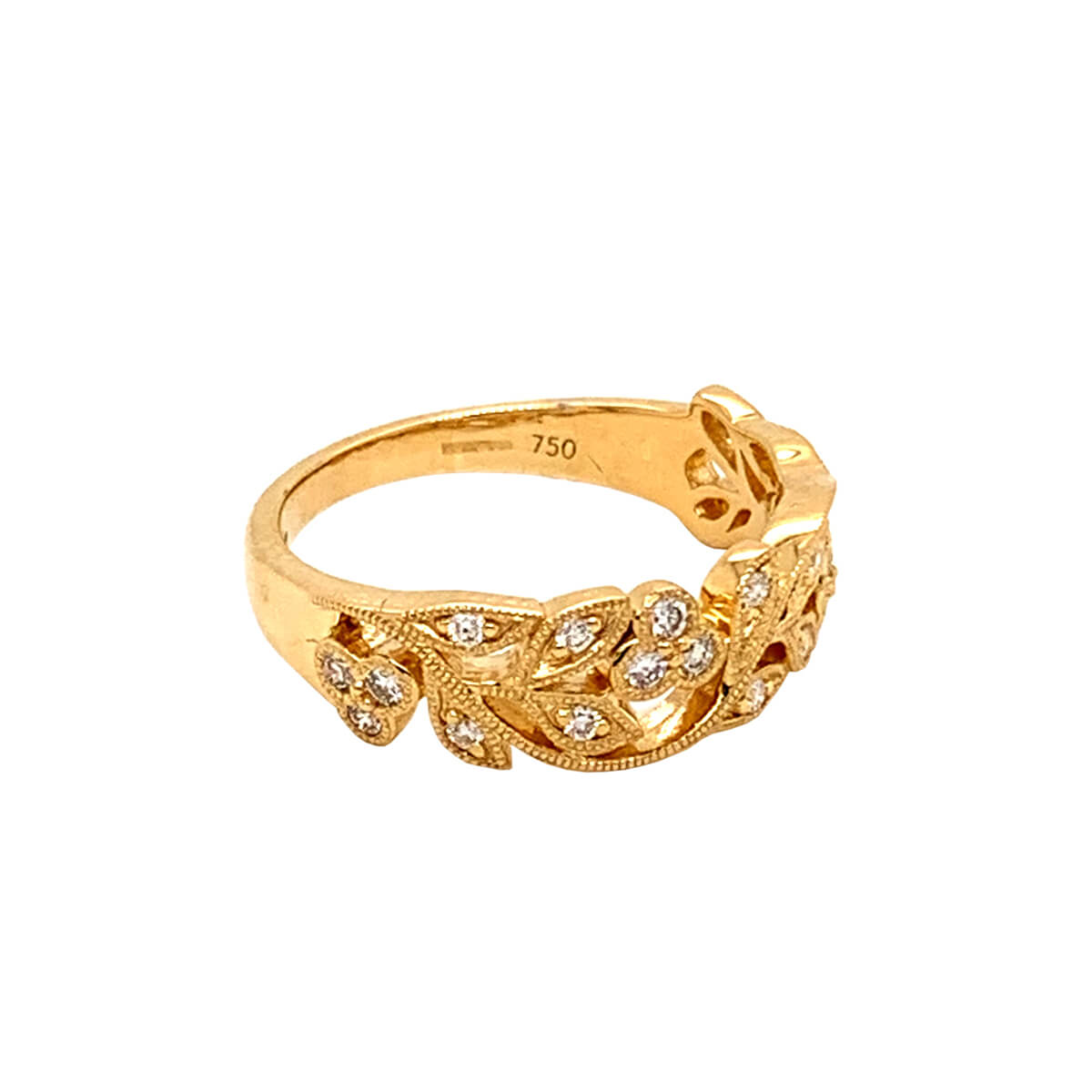 0.22ct Round Brilliant Cut Diamond Leaf Design Half Eternity Ring | Cry ...