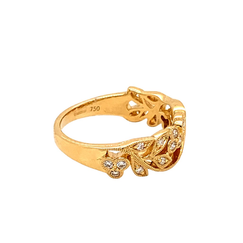 0.22ct Round Brilliant Cut Diamond Leaf Design Half Eternity Ring | Cry ...