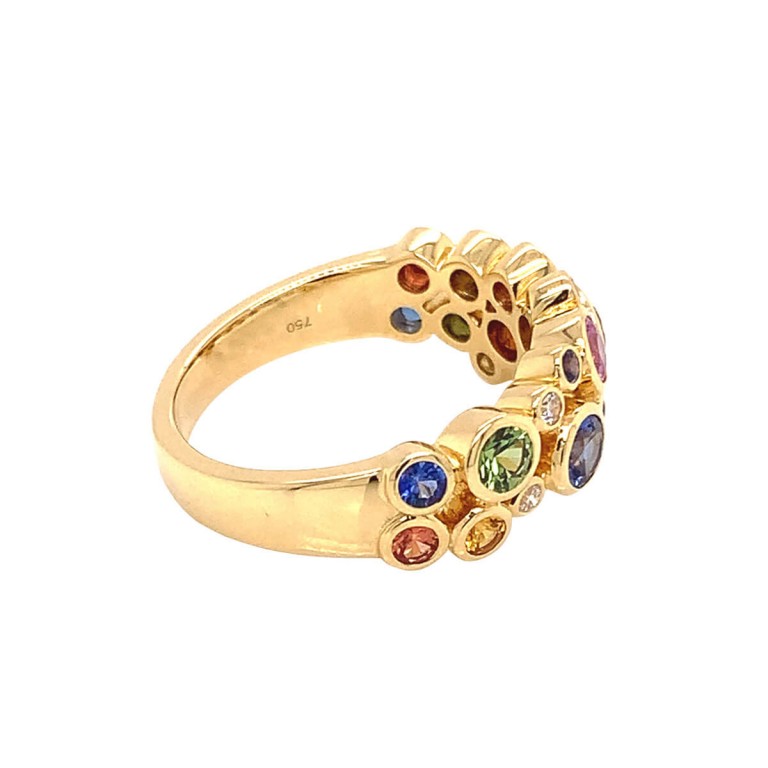 1.80ct Multi Coloured Sapphire & Diamond Bubble Ring | Cry For The Moon