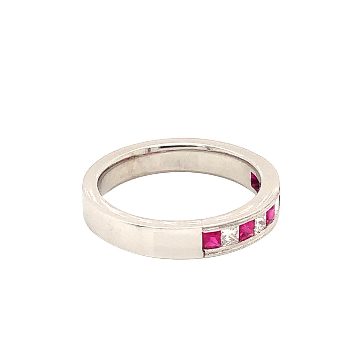 0.43ct Square Ruby & Princess Cut Diamond Half Eternity Ring | Cry For ...