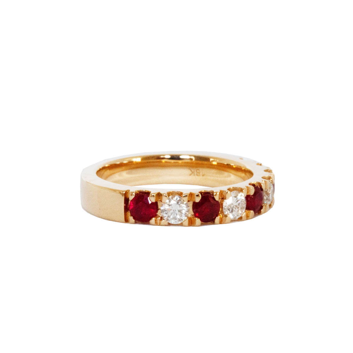 0.64ct Round Ruby & Round Brilliant Cut Diamond Half Eternity Ring ...