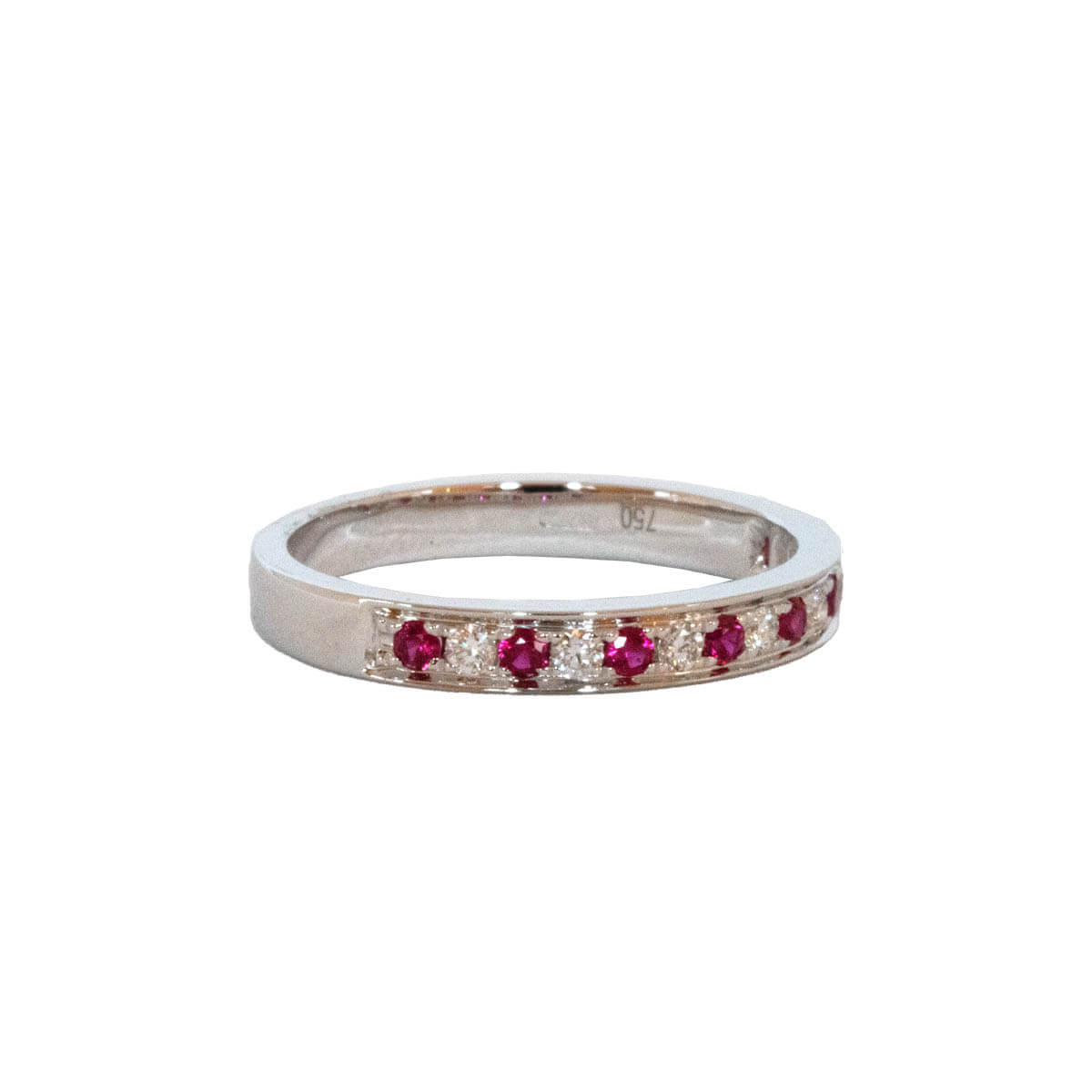 0.16ct Round Ruby & Round Brilliant Cut Diamond Half Eternity Ring ...