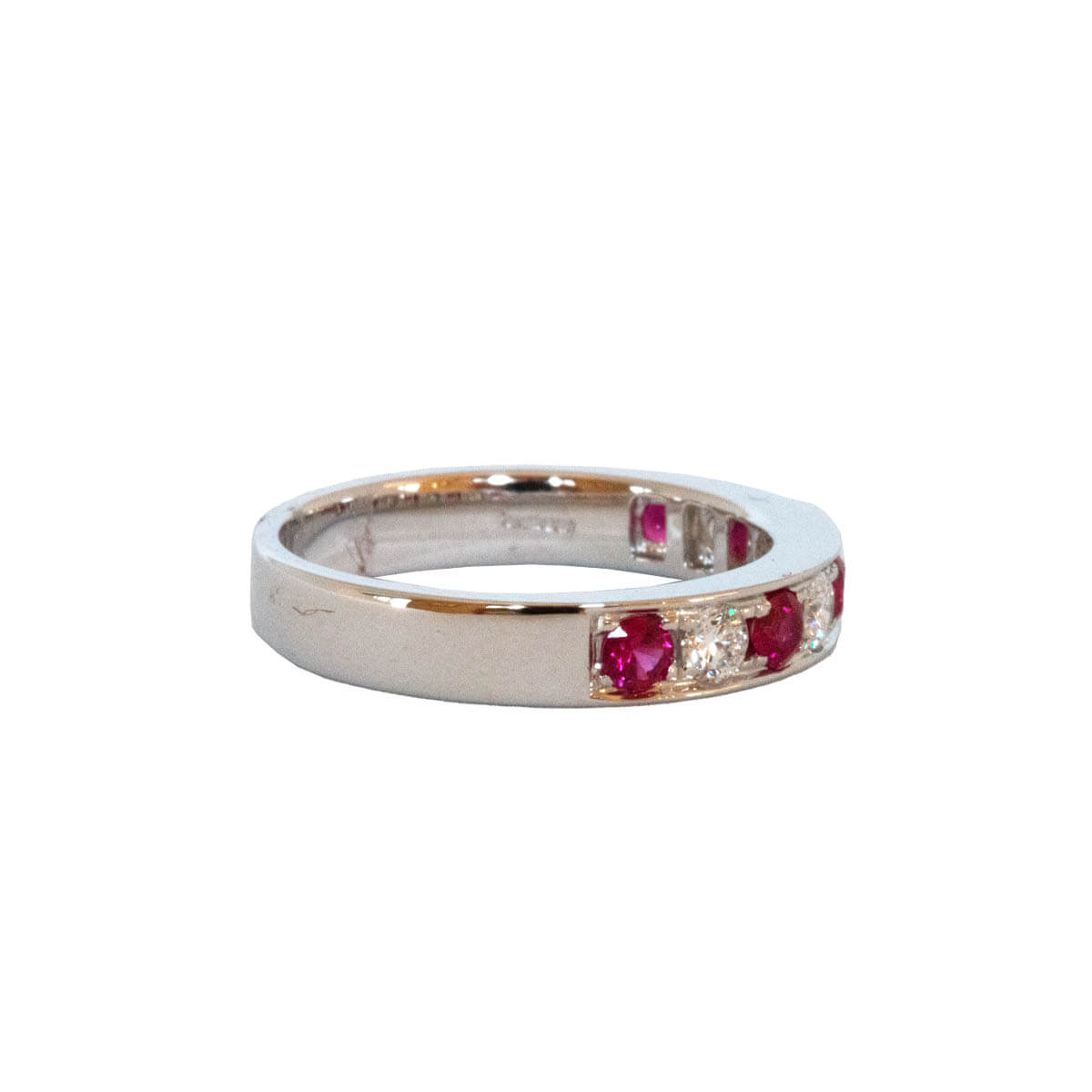 0.41ct Round Ruby & Round Brilliant Cut Diamond Half Eternity Ring ...
