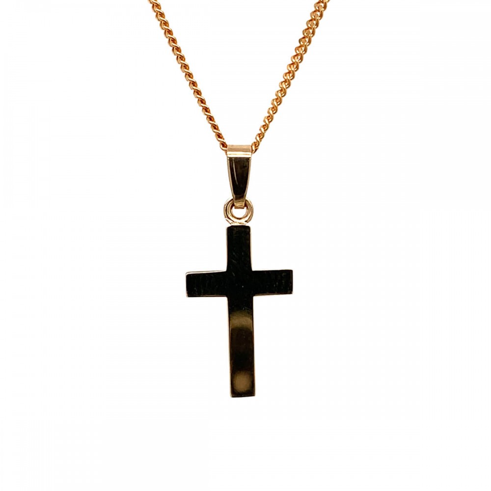 9ct Yellow Gold Small Plain Cross & Chain | Cry For The Moon