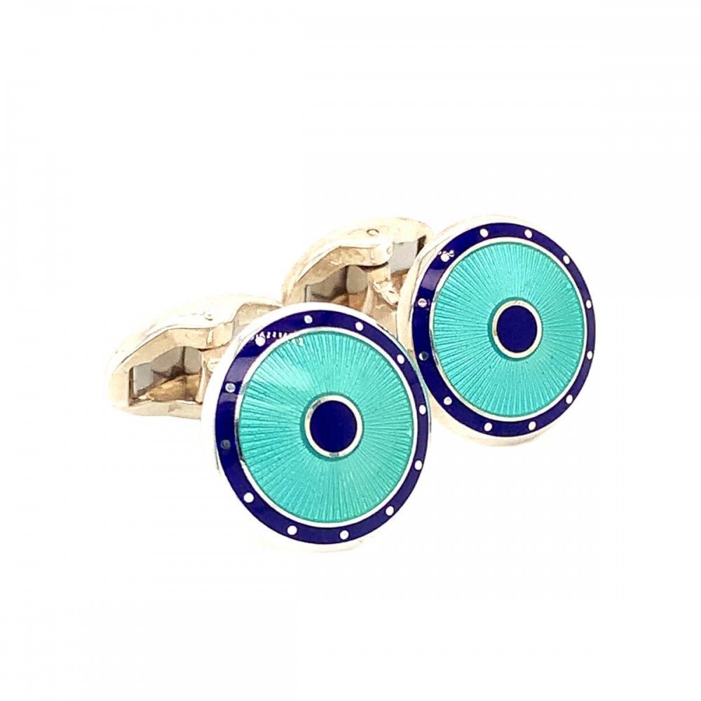 Silver Round Enamel Cufflinks | Cry For The Moon
