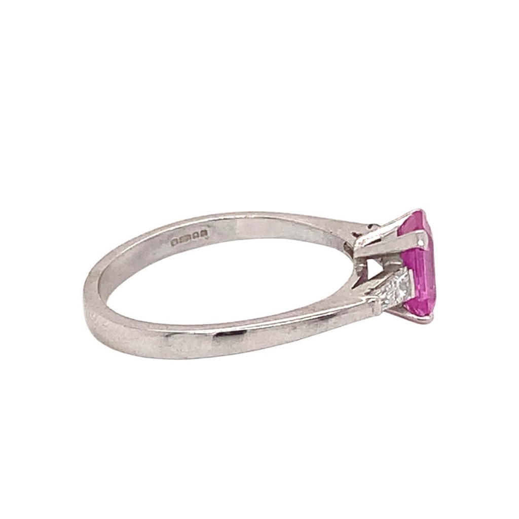 0.90ct Pink Sapphire & Diamond Solitaire Ring | Cry For The Moon